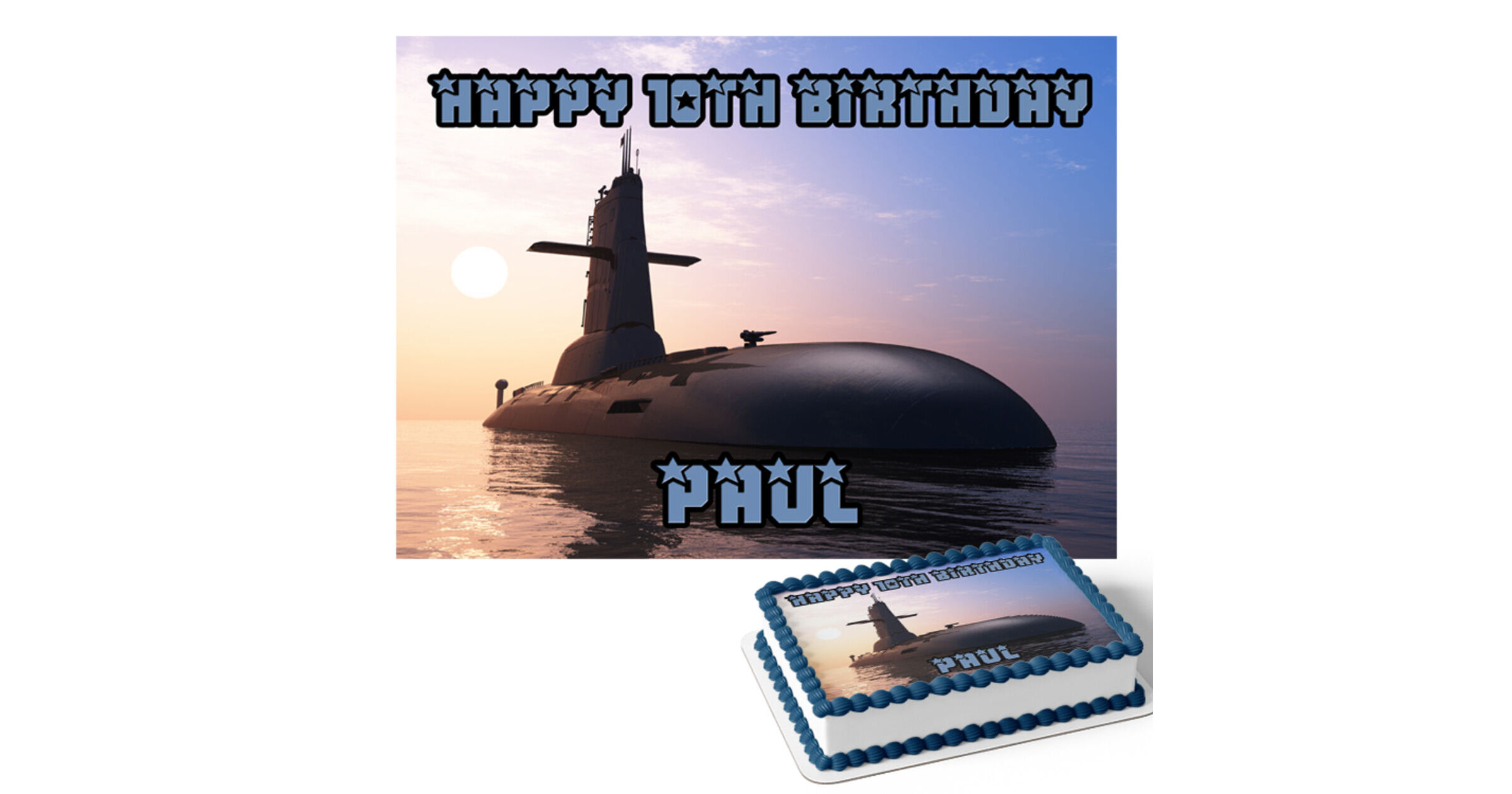 Nuclear Submarine (Rectangle Cake Topper)