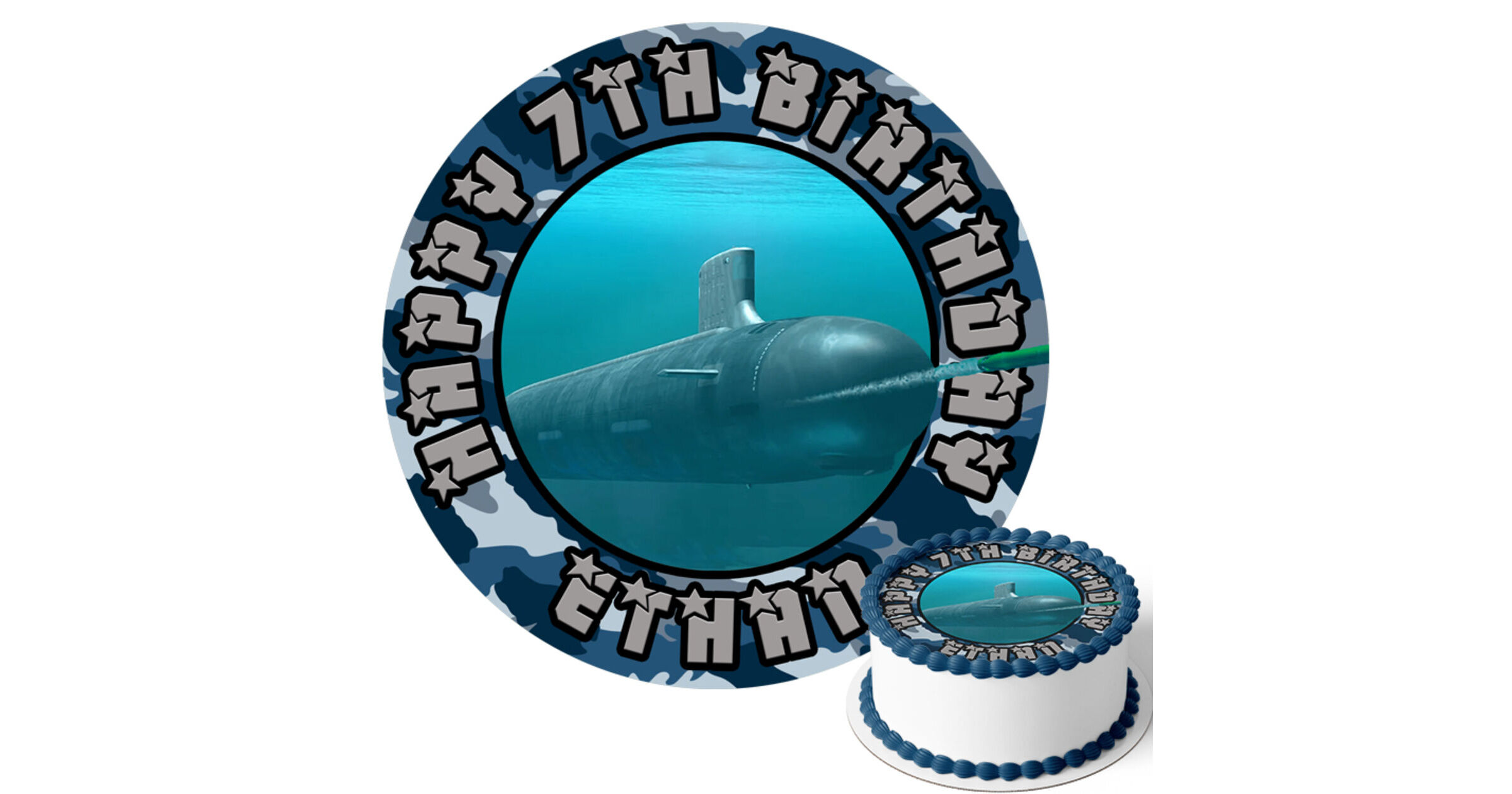 Nuclear Submarine (Round Cake Topper)