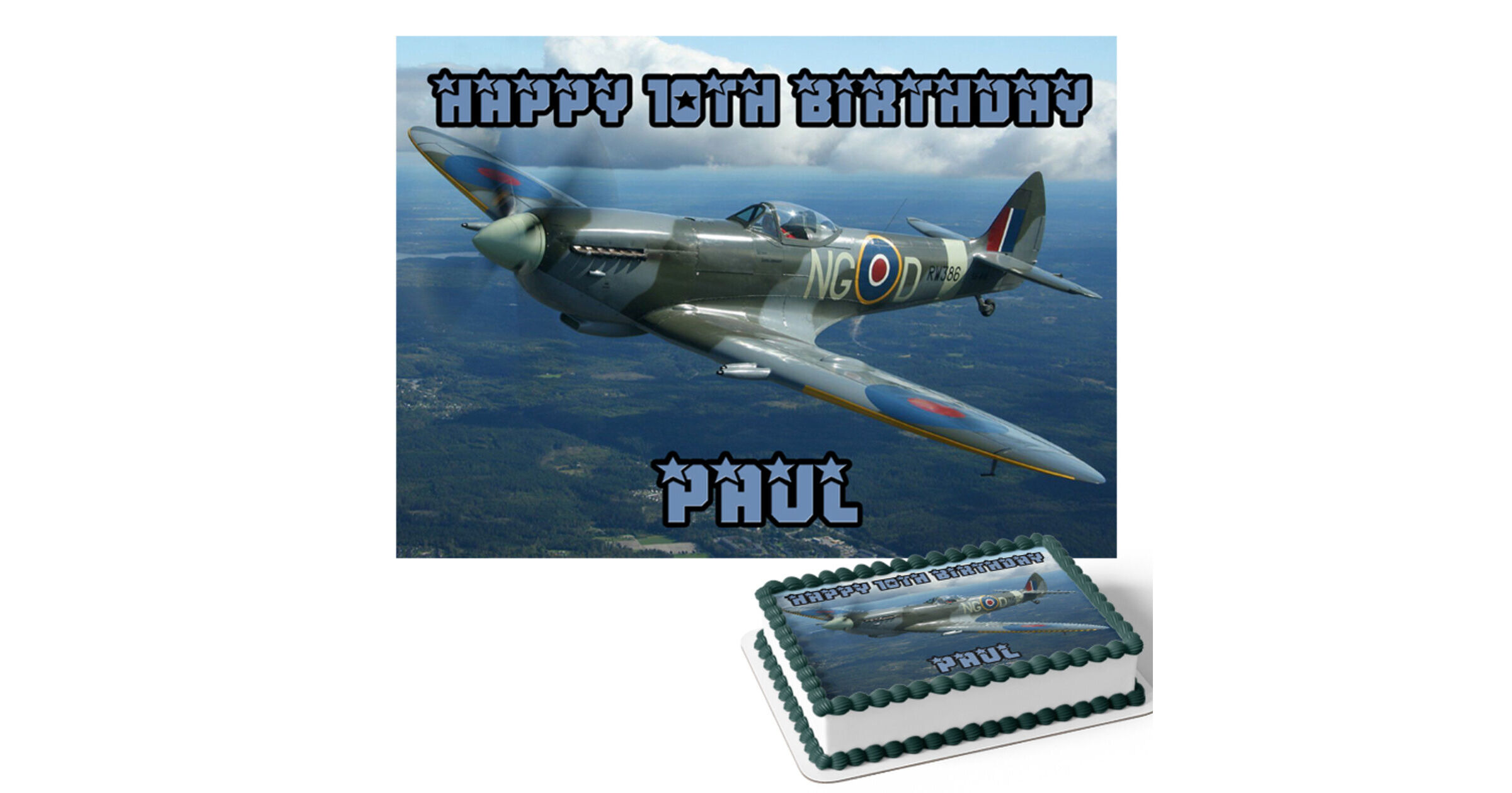 Spitfire (Rectangle Cake Topper)