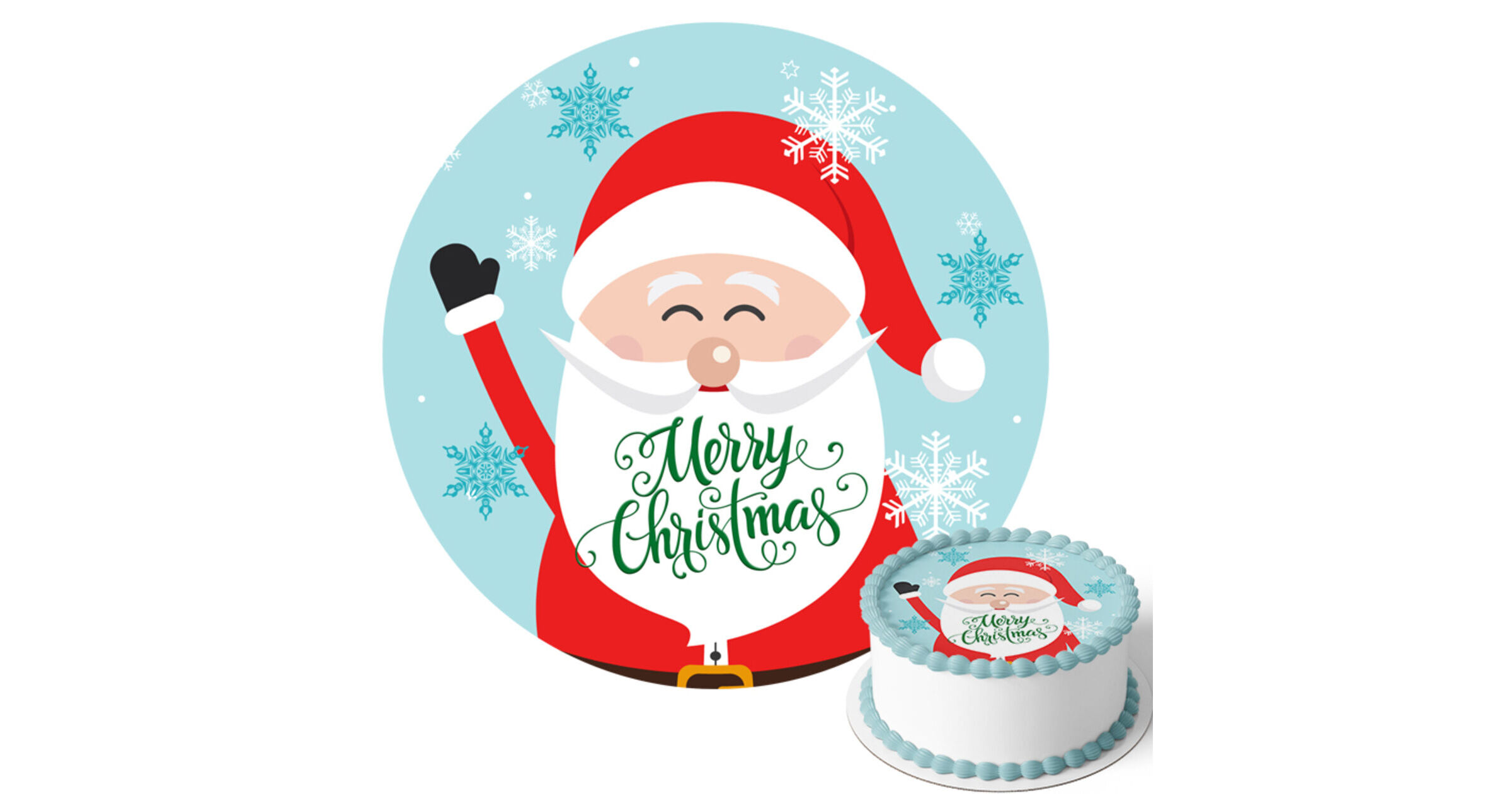 Christmas Cake Topper | Round Edible Festive Design