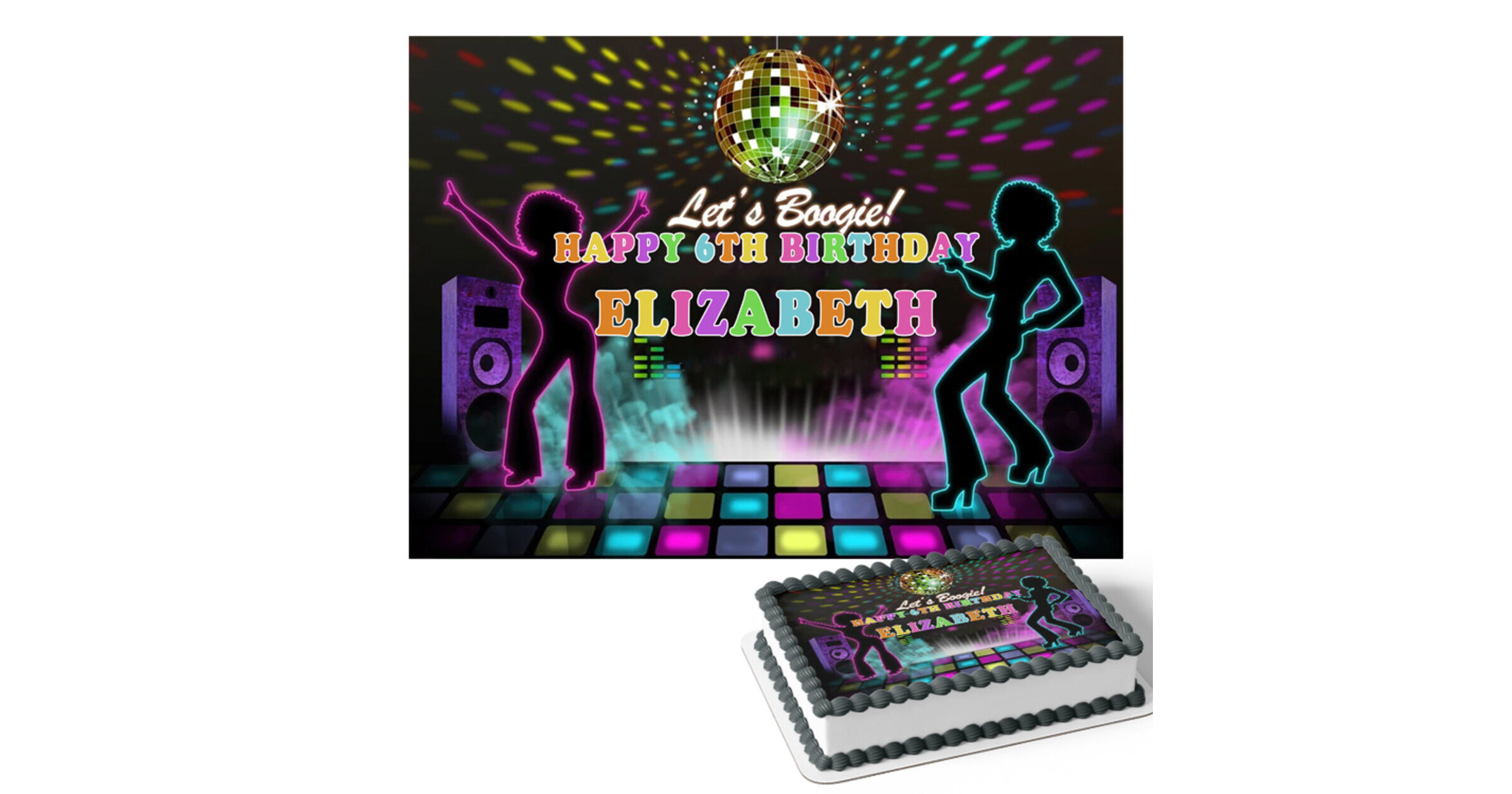 Disco Theme (Rectangle Cake Topper)