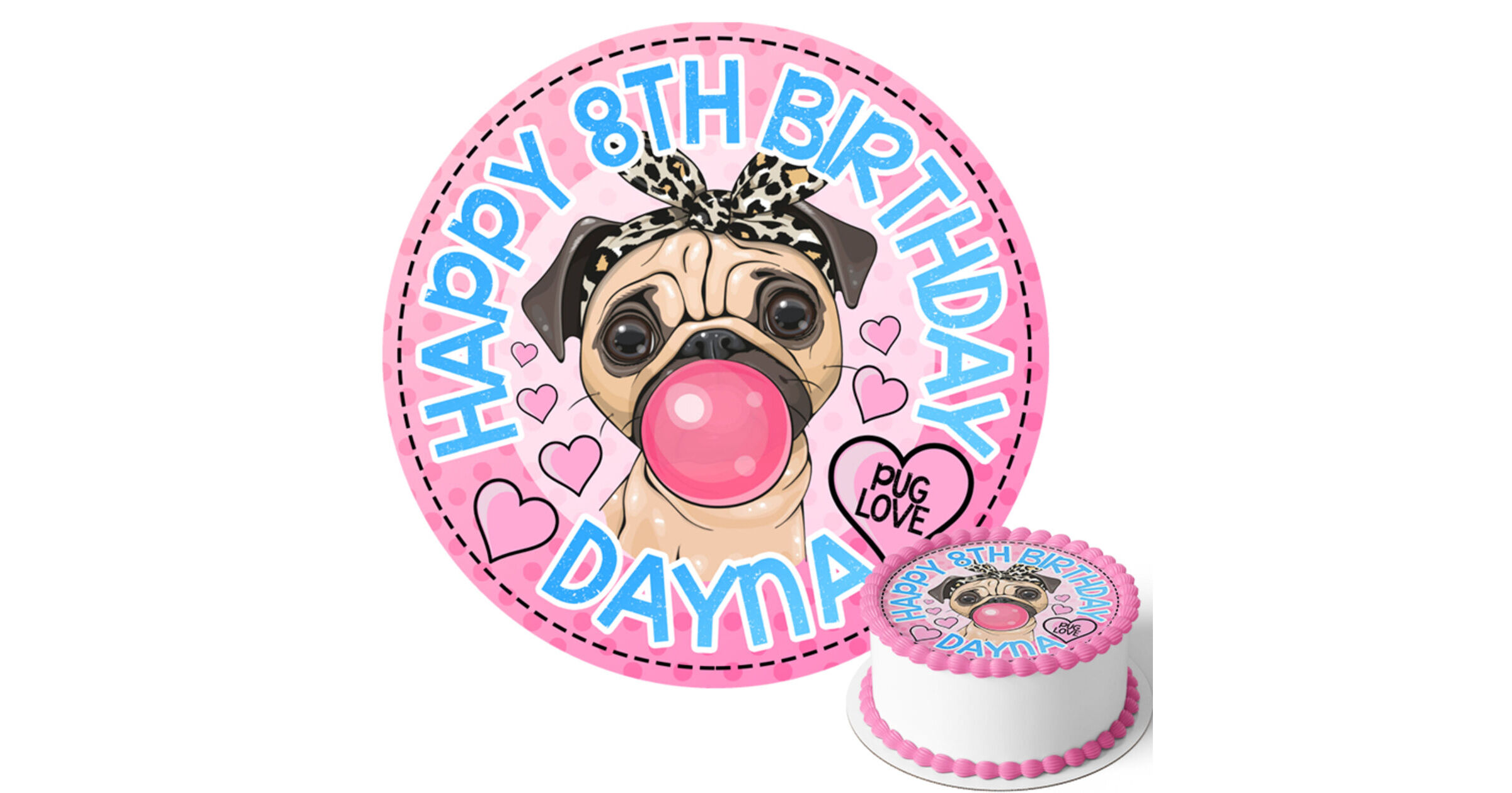 Pug (Round Cake Topper)