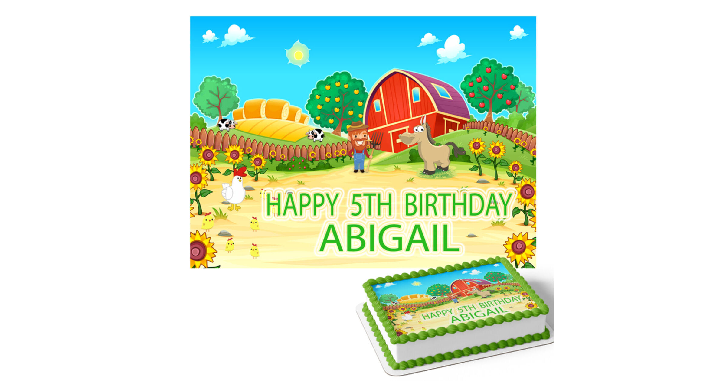 Farm Animals (Rectangle Cake Topper)