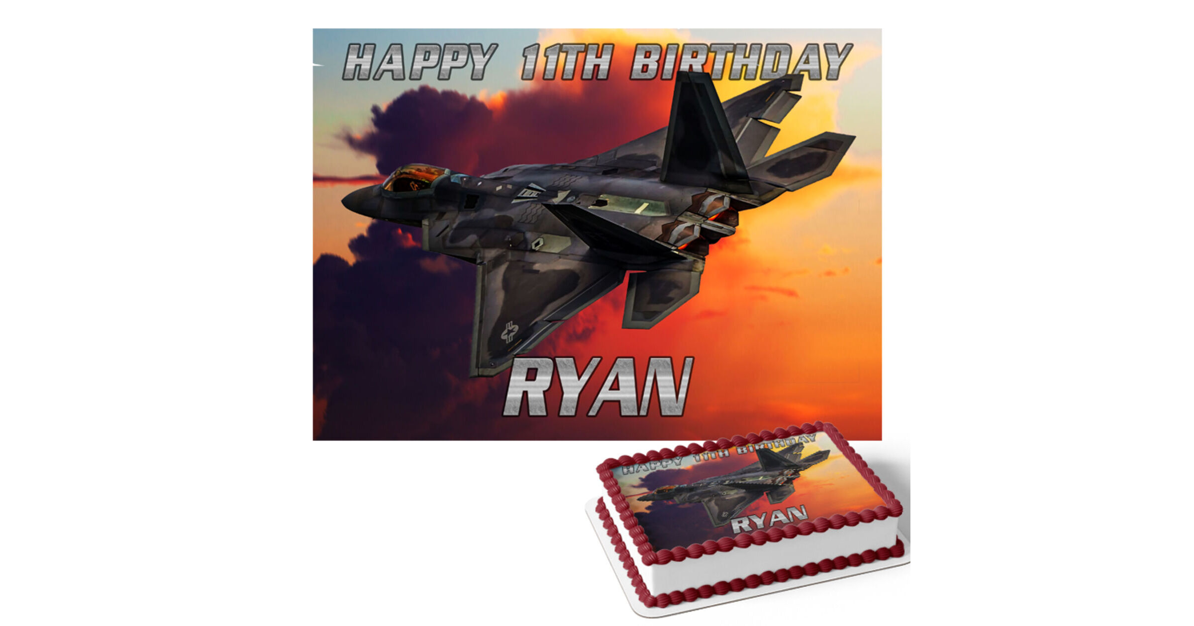 Fighter Jet (Rectangle Cake Topper)