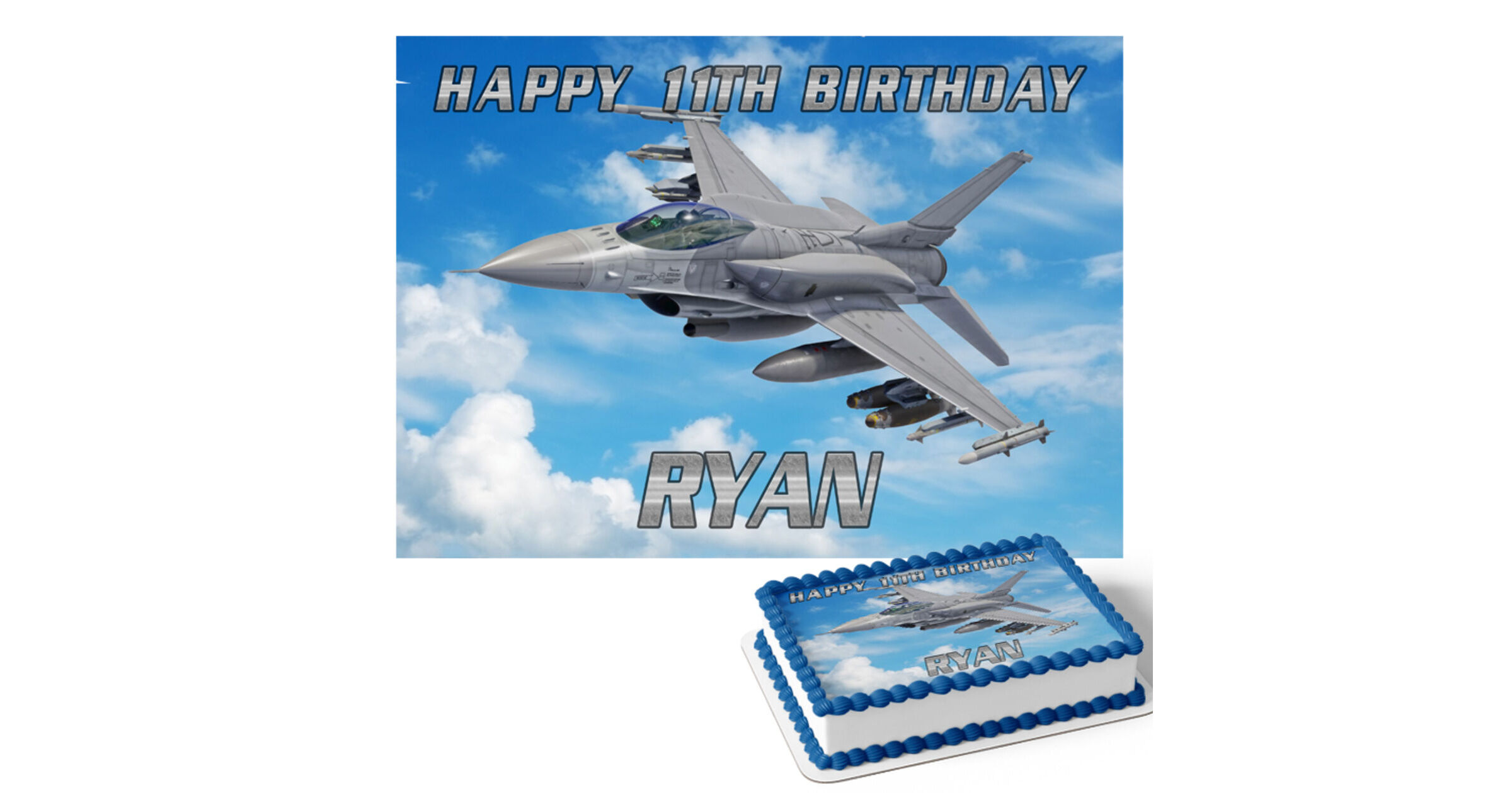 Fighter Jet (Rectangle Cake Topper)