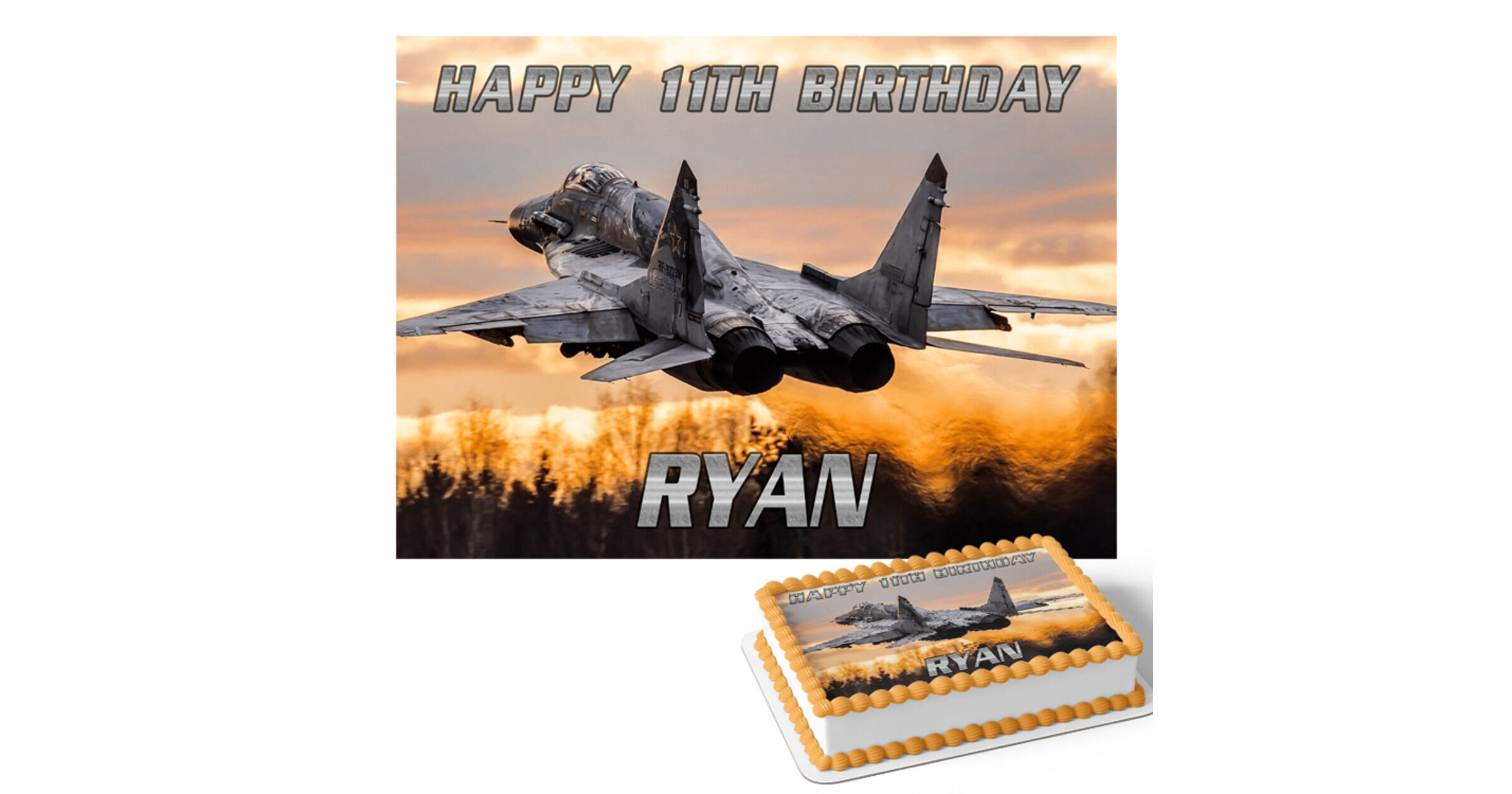 Fighter Jet (Rectangle Cake Topper)