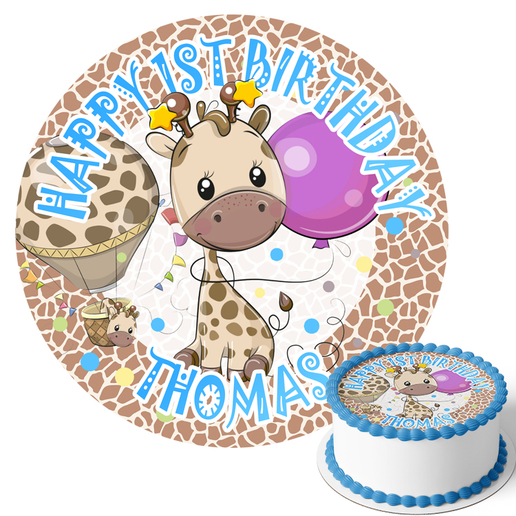 Giraffe Blue (Round Cake Topper)