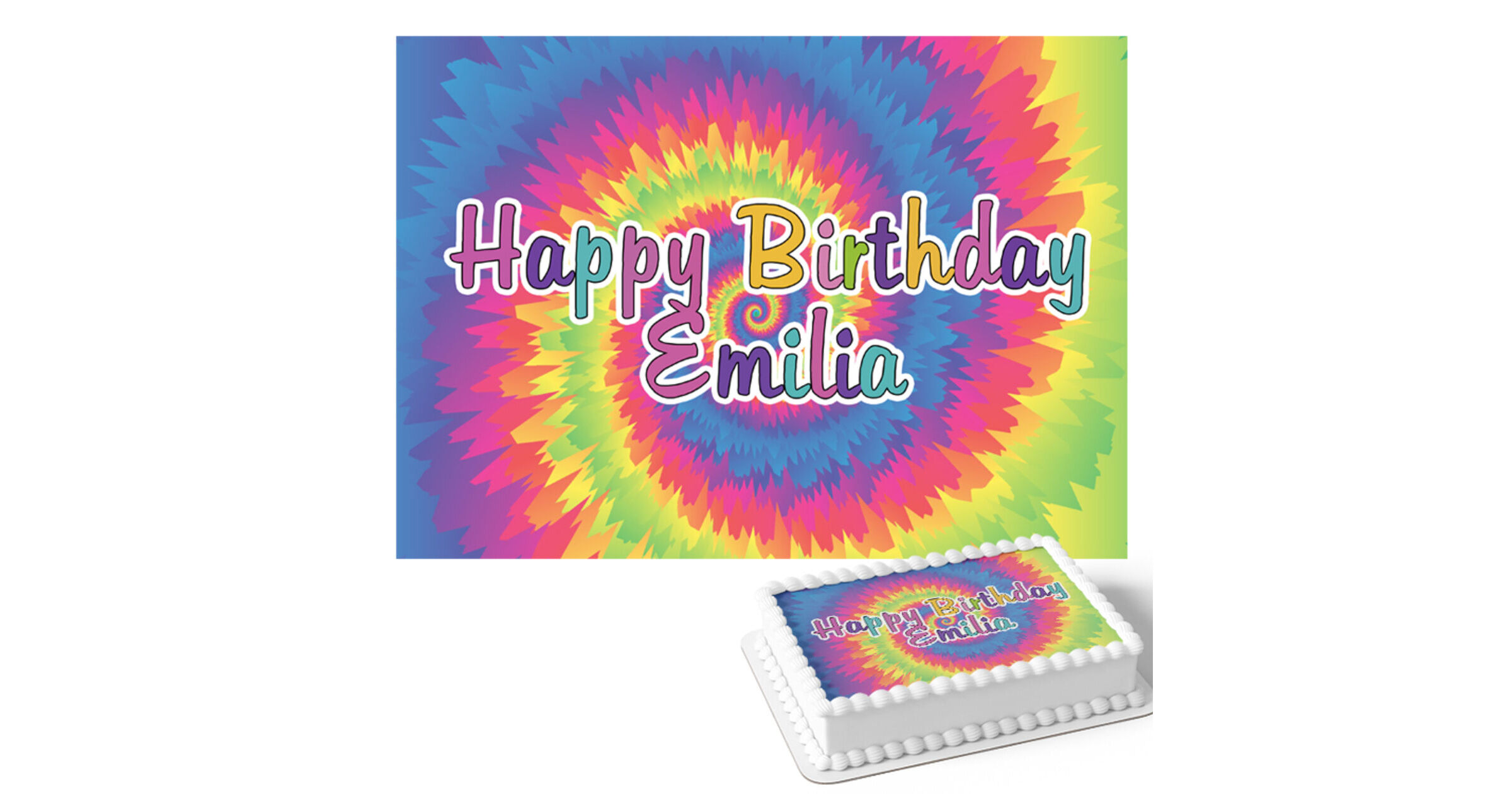 Tie Dye (Rectangle Cake Topper)