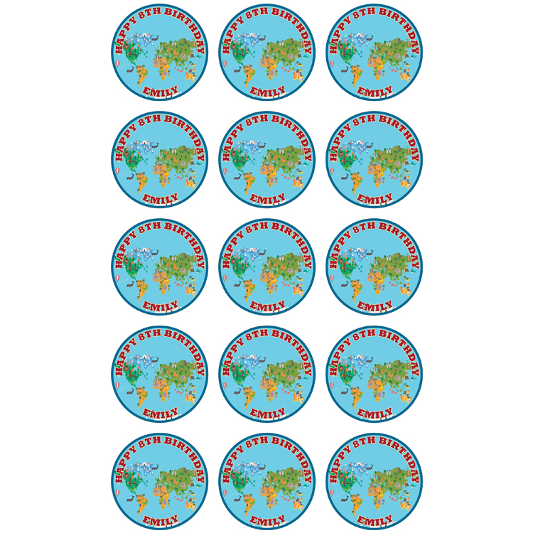 World Map (Cupcake Toppers)