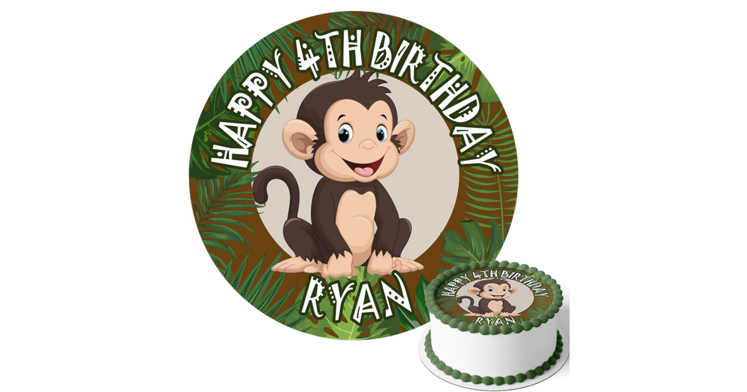 Monkey (Round Cake Topper)