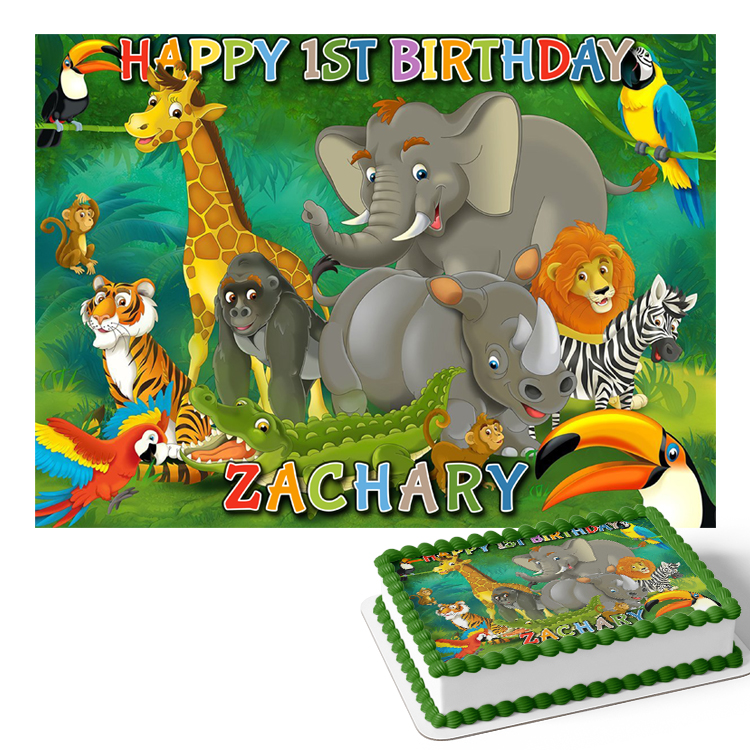 Safari Animals (Rectangle Cake Topper)