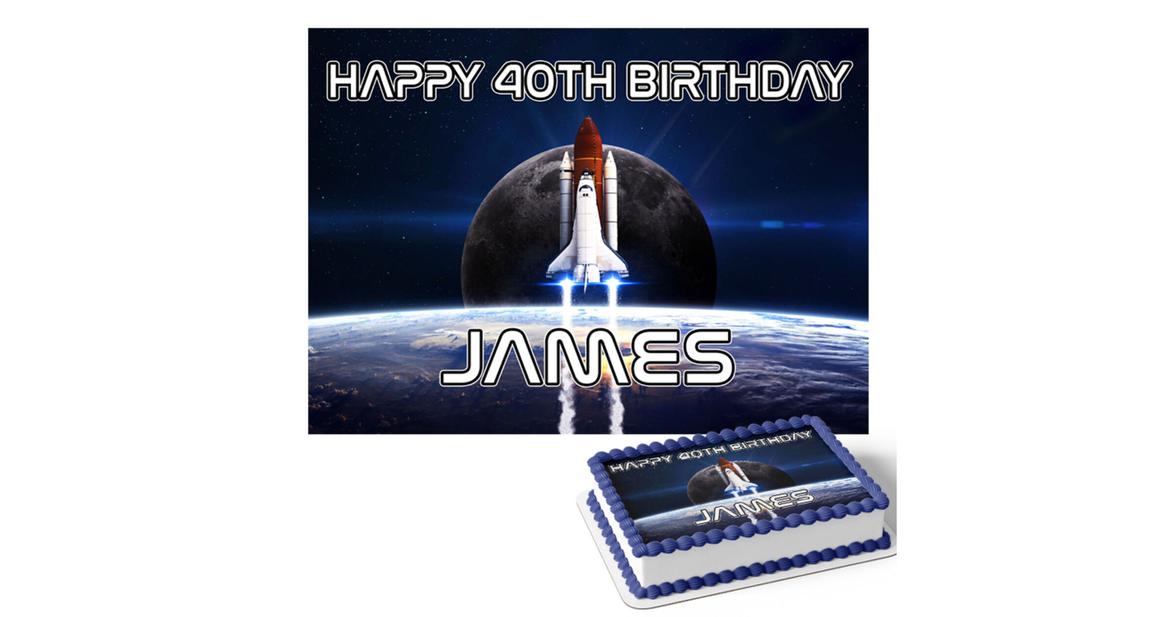 Space Shuttle (Rectangle Cake Topper)