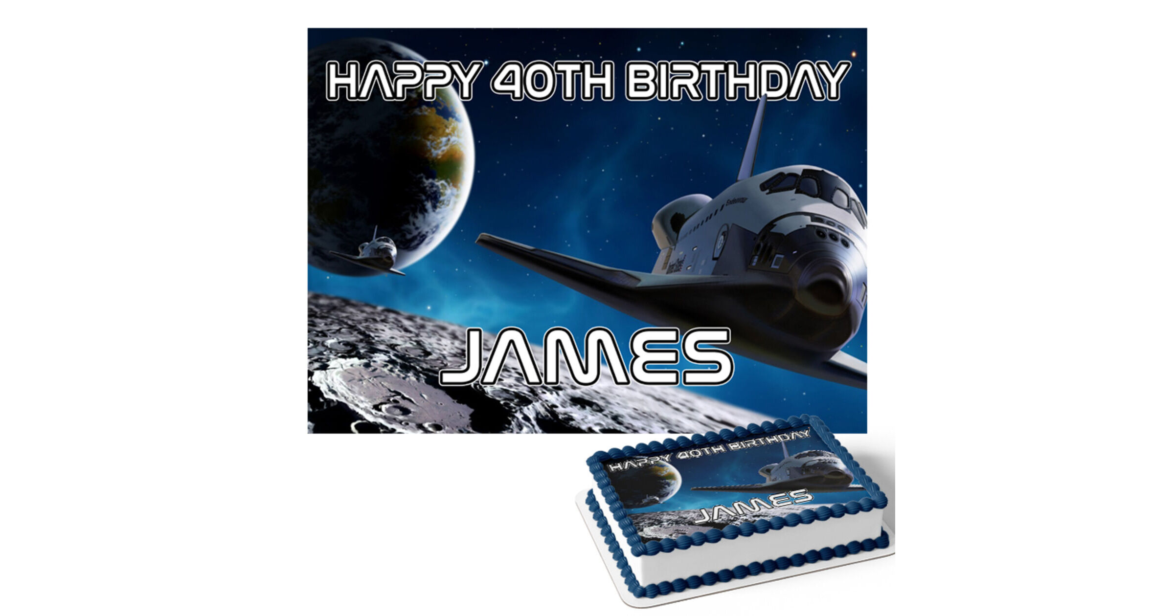 Space Shuttle (Rectangle Cake Topper)