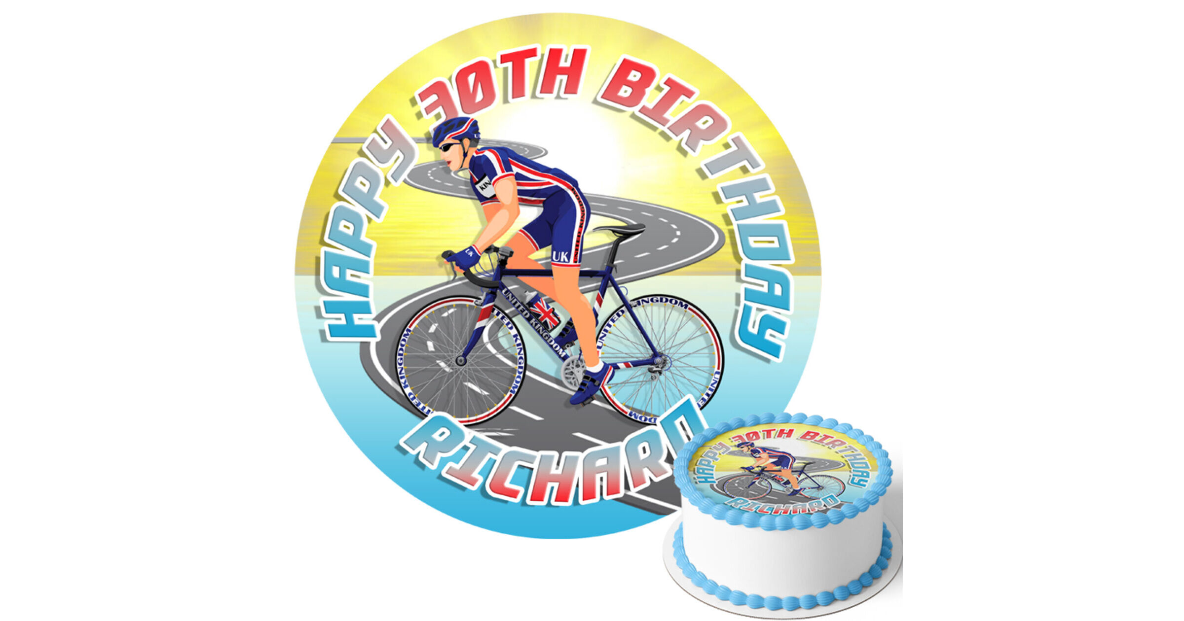 Cycling (Round Cake Topper)