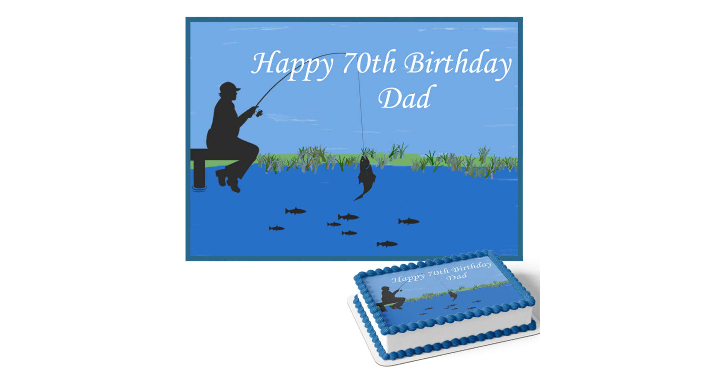 Fishing (Rectangle Cake Topper)