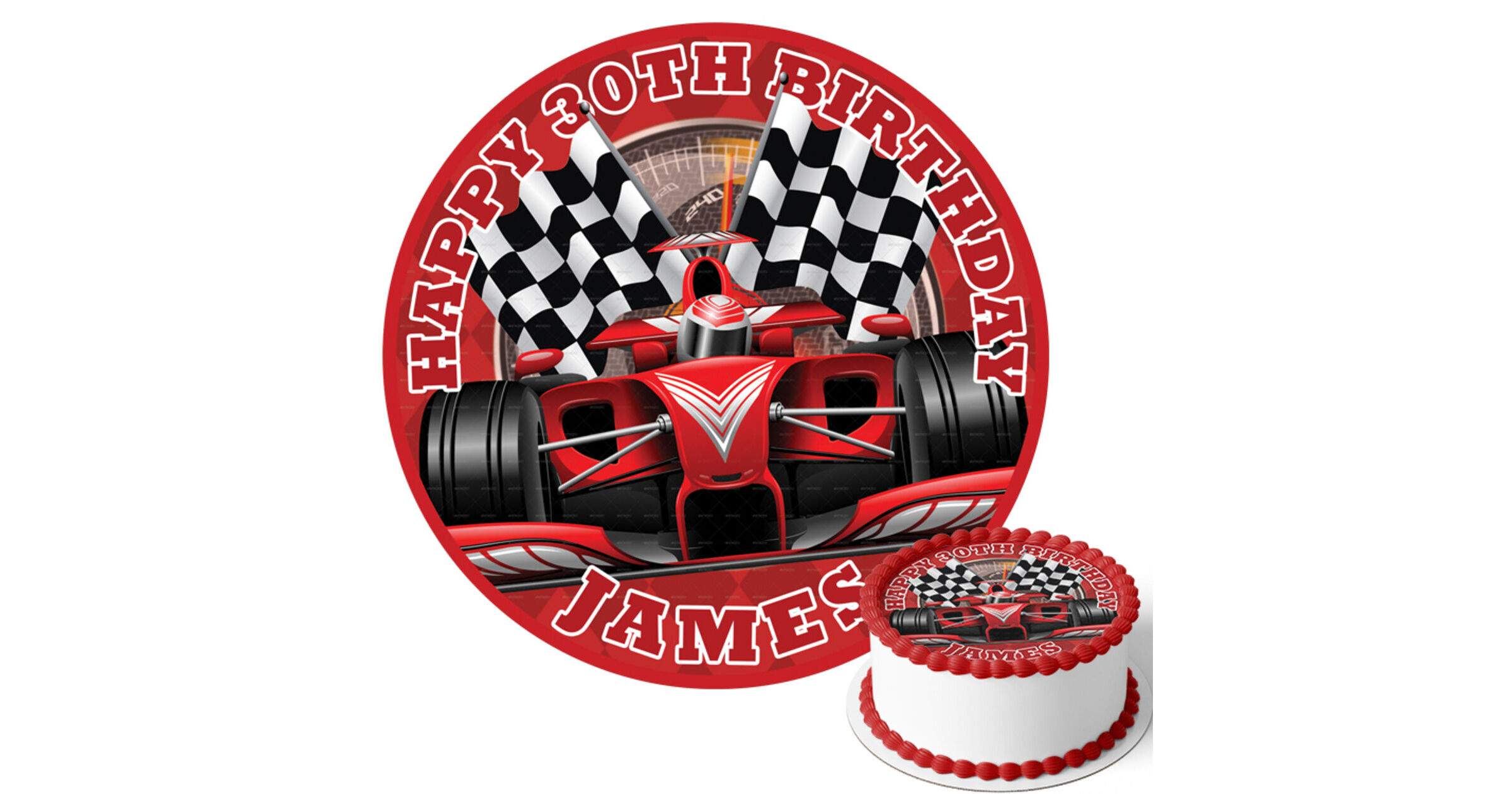 Racing Car (Round Cake Topper)