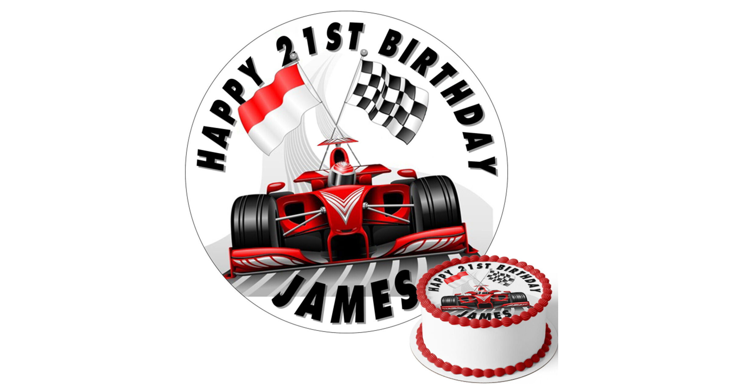 Racing Car (Round Cake Topper)