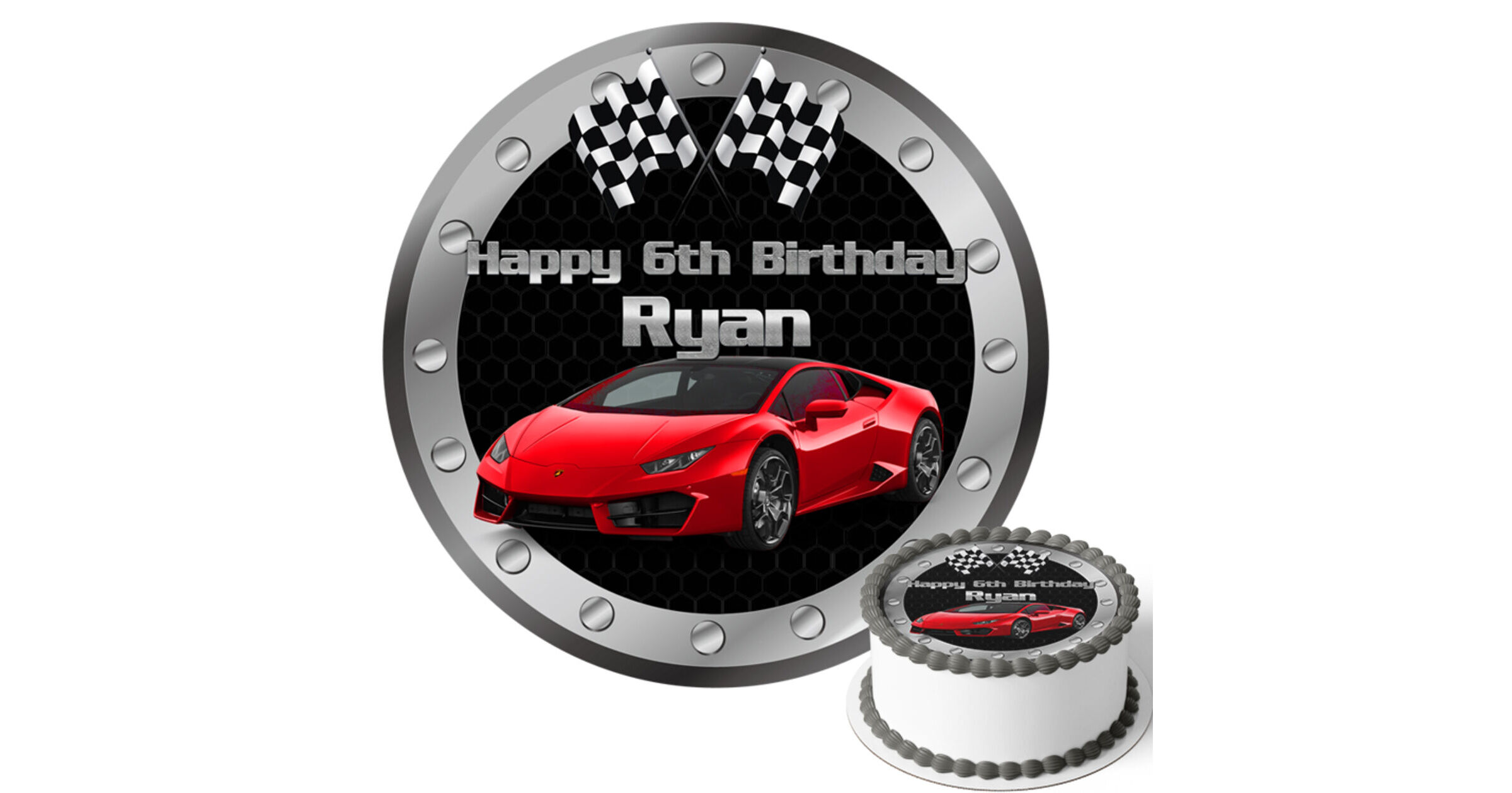 High Performance Sports Car Personalised Edible Cake Topper