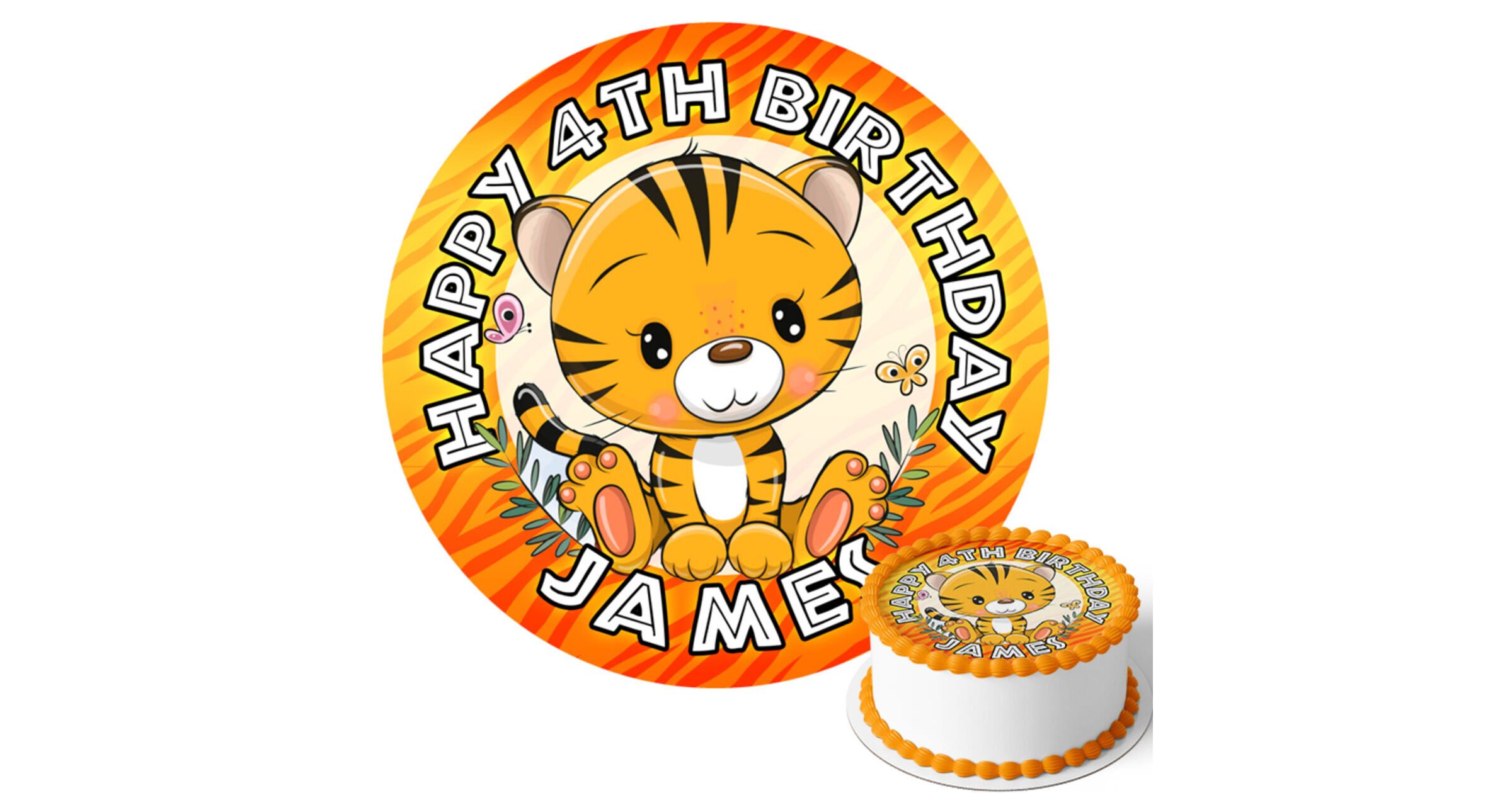 Cute Tiger (Round Cake Topper)
