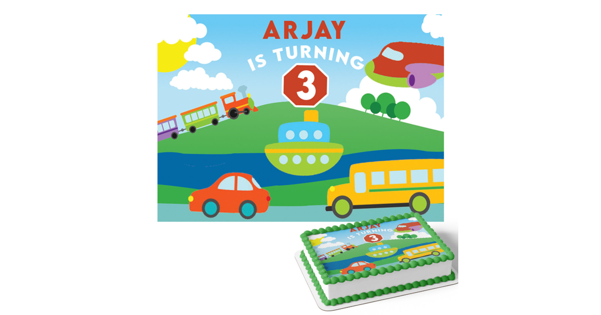 Kids Train (Rectangle Cake Topper)