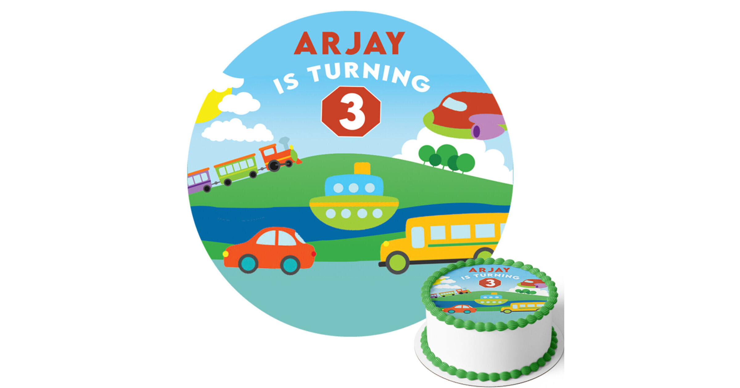 Kids Train (Round Cake Topper)