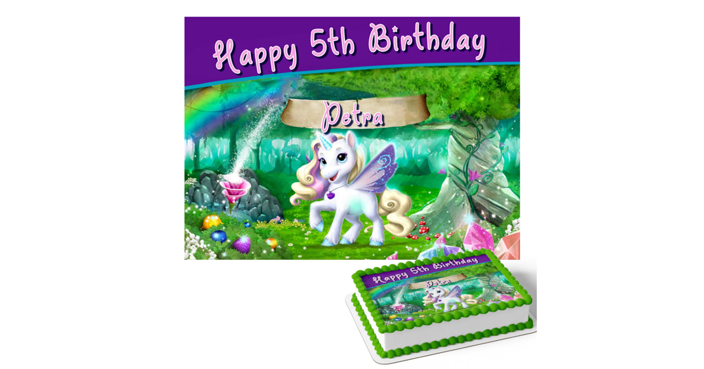 Unicorn (Rectangle Cake Topper)