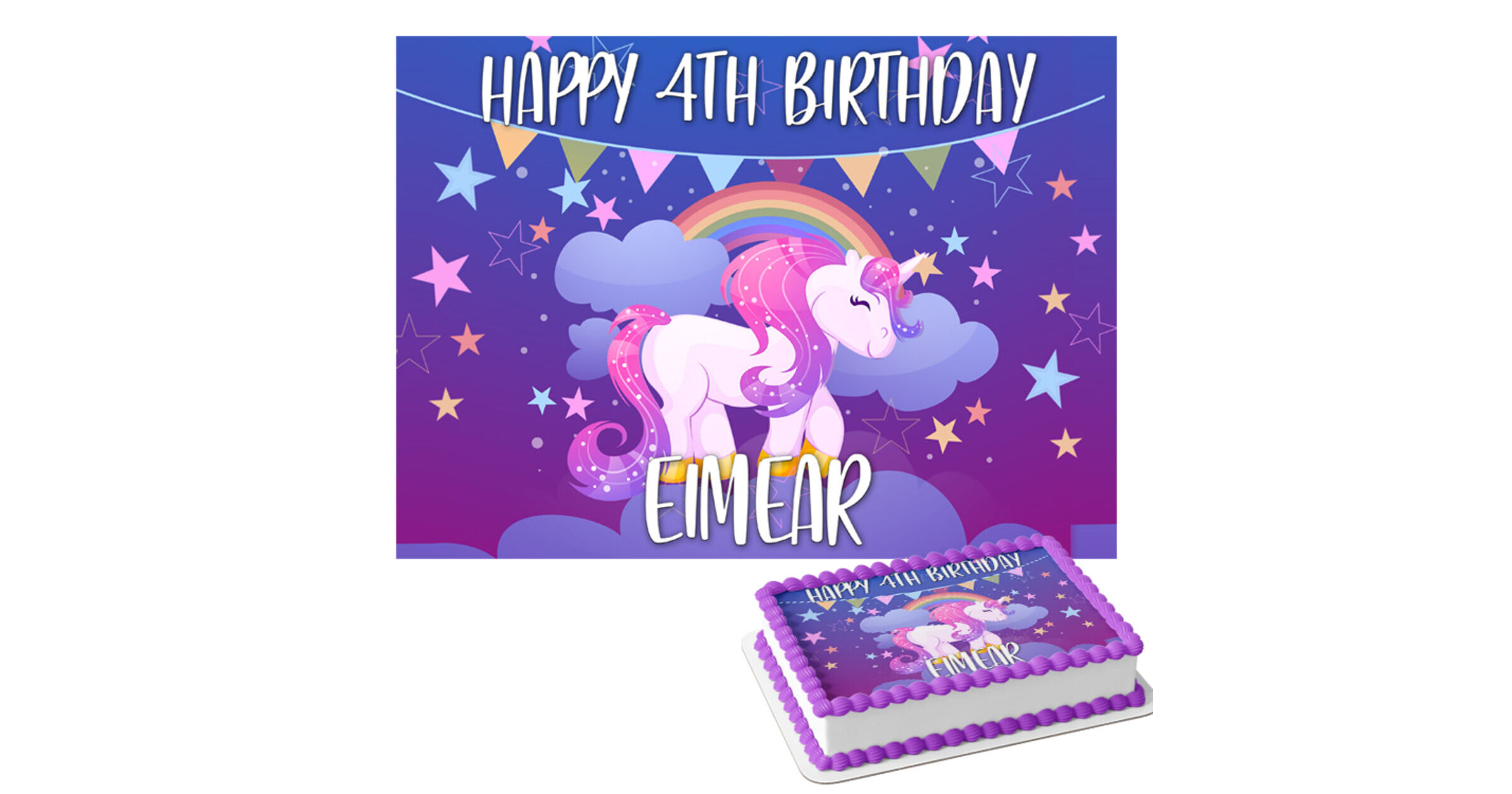 Unicorn Rectangle Cake Topper