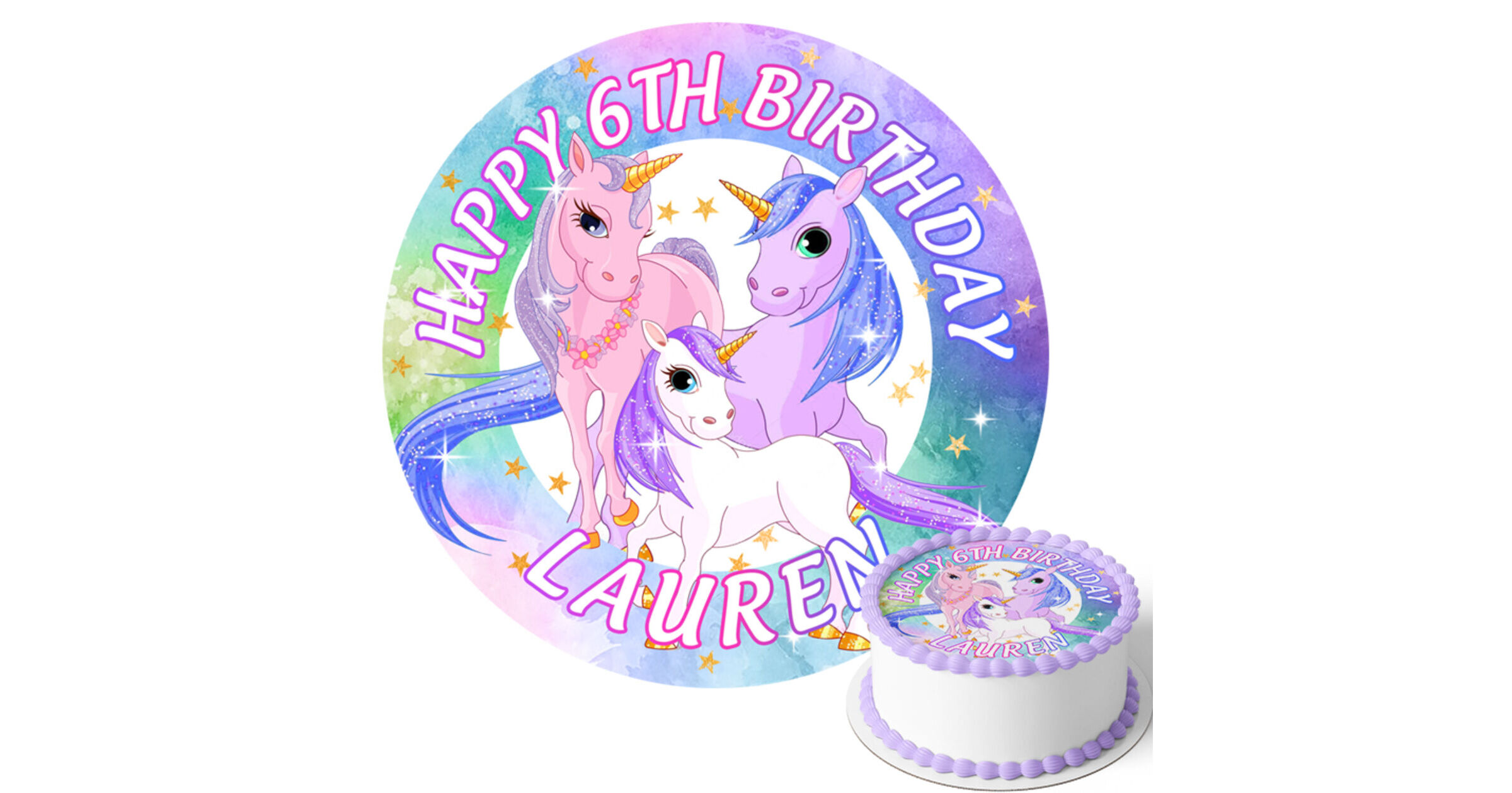 Unicorn (Round Cake Topper)
