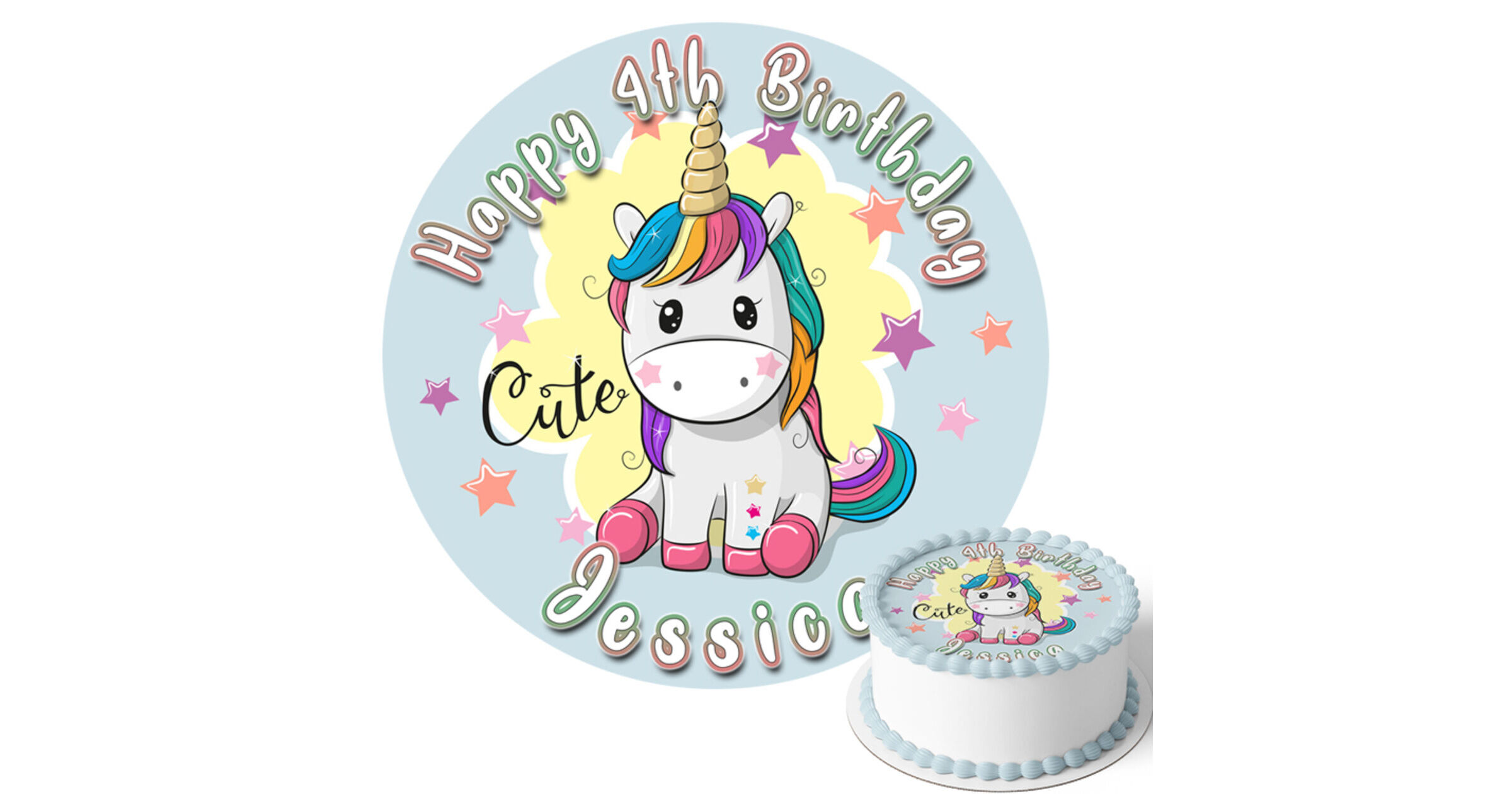 Unicorn (Round Cake Topper)