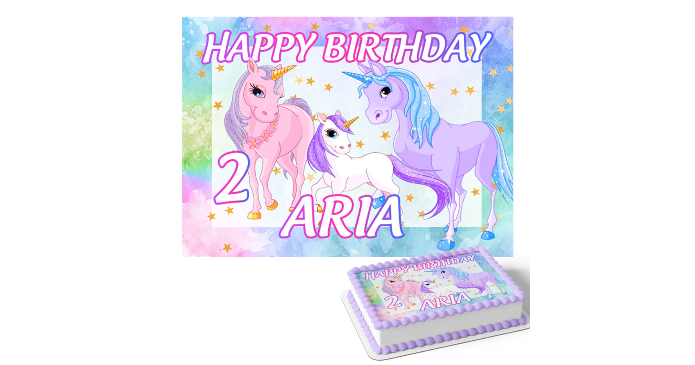 Unicorns (Rectangle Cake Topper)