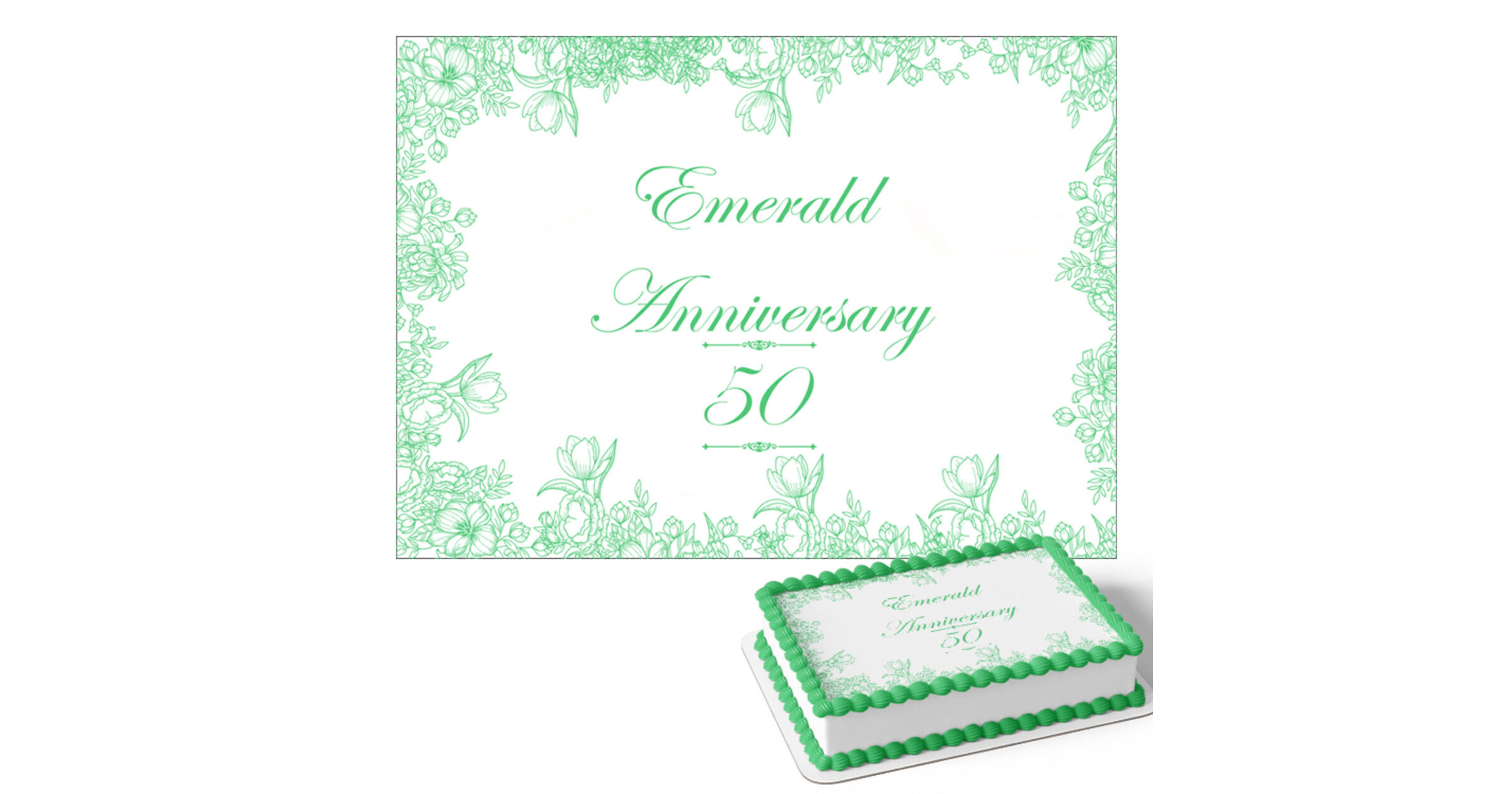 Emerald Wedding Anniversary (Rectangle Cake Topper)