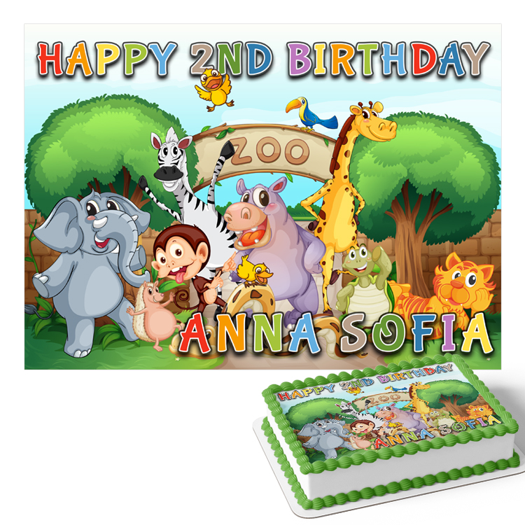 Zoo Animals (Rectangle Cake Topper)