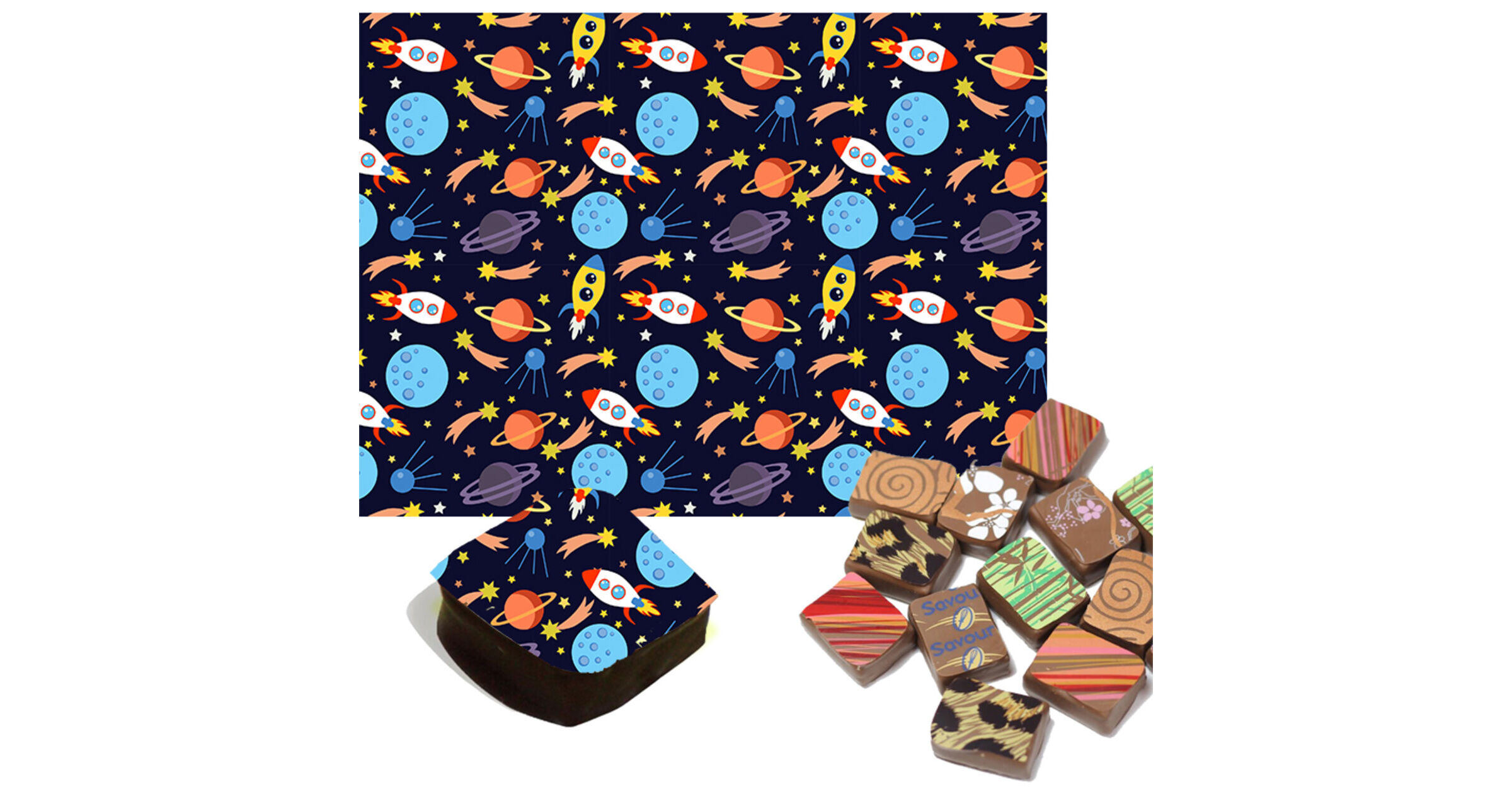 Kids Space Theme Chocolate Transfers